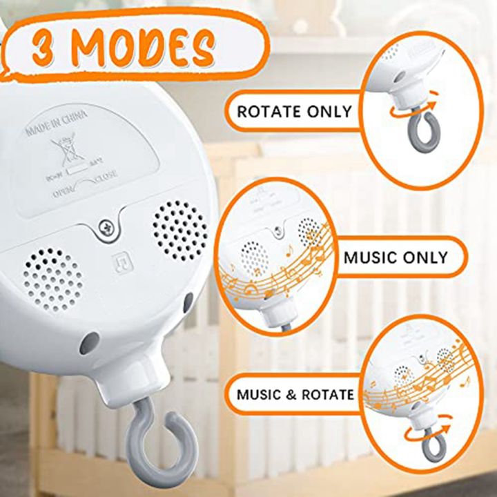 2X Crib Mobile Motor Baby Music Box Spinner with 3 Modes Volume ...