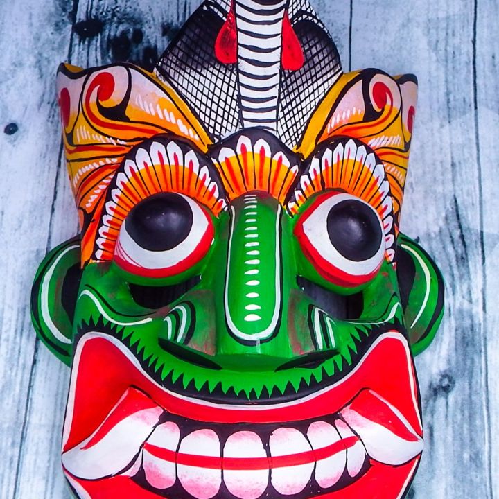 Sri Lankan Wooden Handmade Wall Hanging Stunning Naga Sanni Mask 8 ...