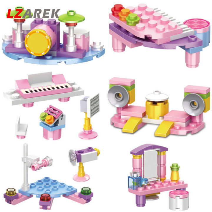 Lzareker Girls Musical Instrument Building Blocks Small Particle Bricks ...