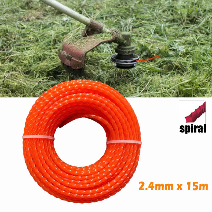 15m*2.4mm Mowing Nylon Trimmer Rope Brush Cutter Strimmer Line Mowing ...