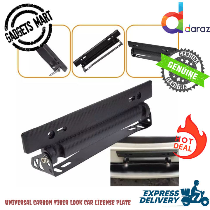 Universal Carbon Fiber Look Car License Plate Frame Adjustable Number ...