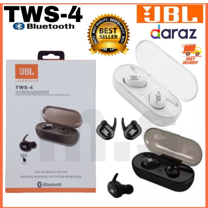 TWS 4 True Wireless Bluetooth Ear Buds Head Phones In ear Buds Rechargeable IOS & Android | Daraz.lk