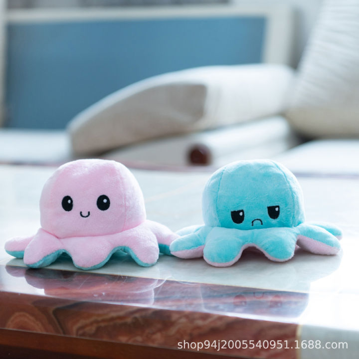 Flip octopus doll octopus doll double-sided face change angry happy ...