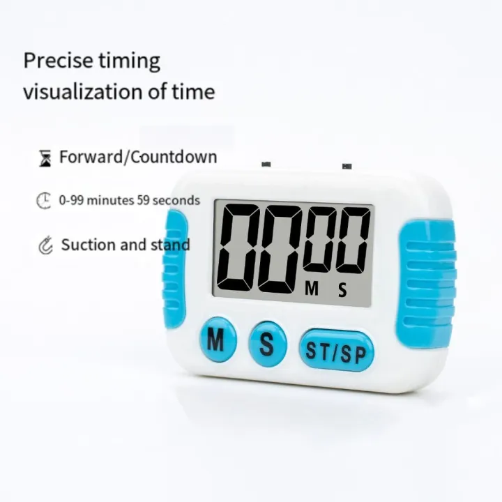 Study Stopwatch Magnetic Kitchen Timer LCD Digital Display Loud Alarm ...