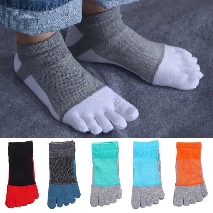 1 Pair Pure Cotton Five Finger Socks Mens Sports Breathable Comfortable ...