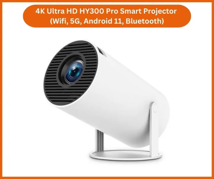 4K Ultra HD HY300 Pro Smart Projector (Wifi, 5G, Android 11, Bluetooth ...