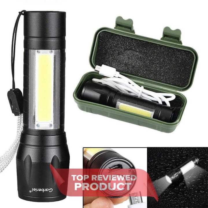Cob Torch XPE Aluminum Alloy Flashlight Rechargeable Adjustable Focus ...