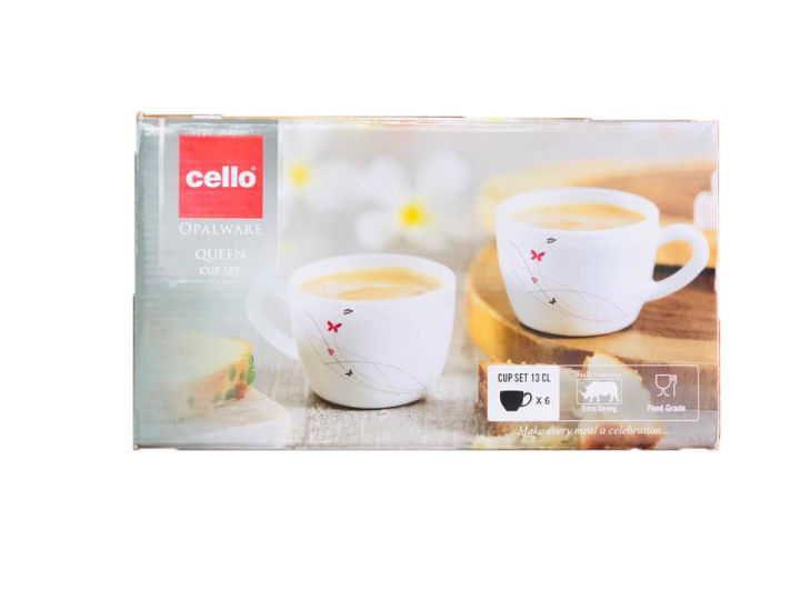 Cello Opalware Queen Cup - 6 pieces Cup set | Daraz.lk