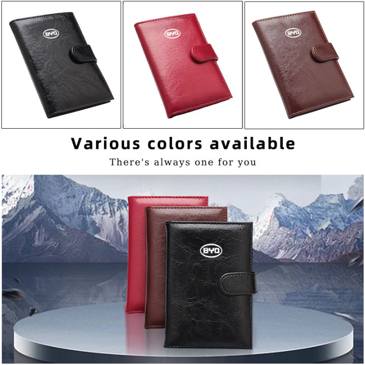 Car Logo Vintage RFID Passport Holder ID Card Bank Card Oil Wax Leather ...