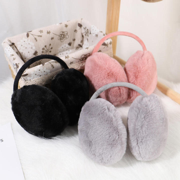 Winter Warm Ear Muffs Women Girls Fluffy Fold Burger Shape Children ...