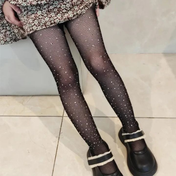 Kids Sequin Fishnet Tights Top Girls Child Mesh Fishnet Net Pattern ...