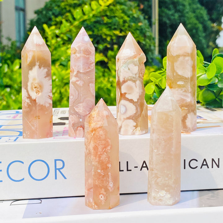 1pc Pure Natural Crystal Cherry Agate Energy Tower,Indoor Office ...