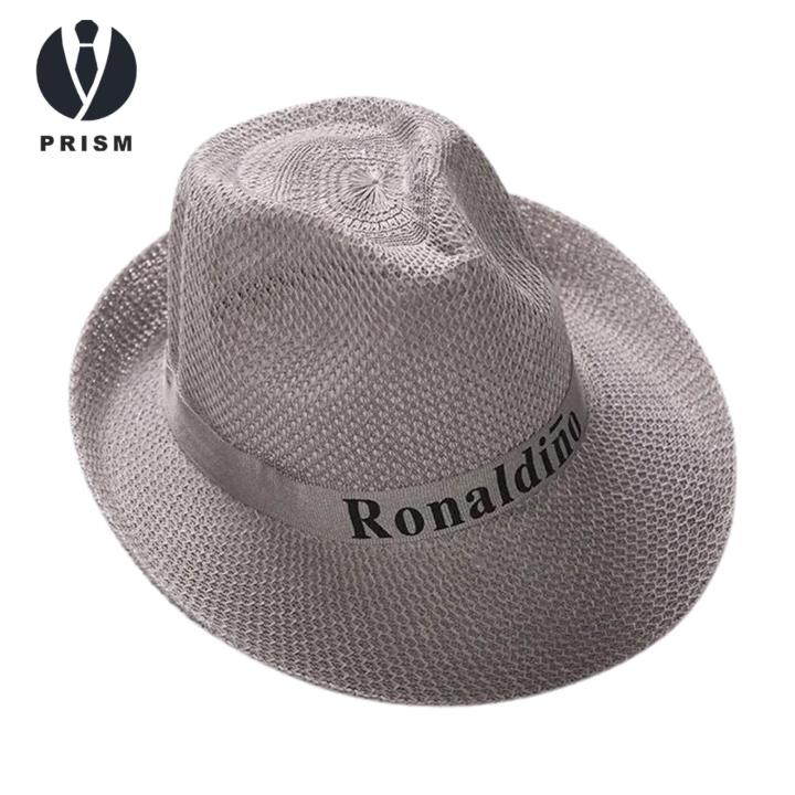 Prism Men Cap Breathable Curled Edge Letter Elderly MenPrint Beach Hat ...