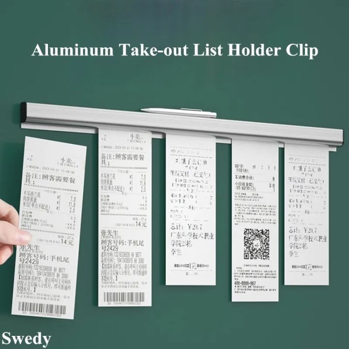 Aluminum Alloy Wall-mounted Sticked Take-out List Receipt Clip Hanging ...