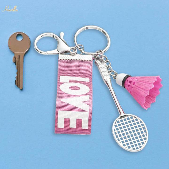 Mini Badminton Keychain Sport Key Chains with Wrist Strap Lanyard ...