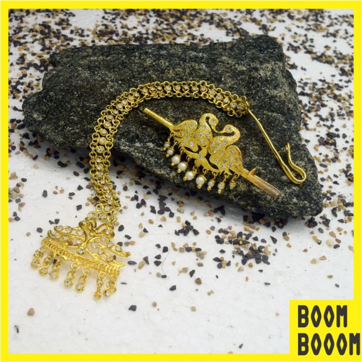 Traditional Kandiyan Gold Plated Ornament and brooch Drop Style Hansa ...