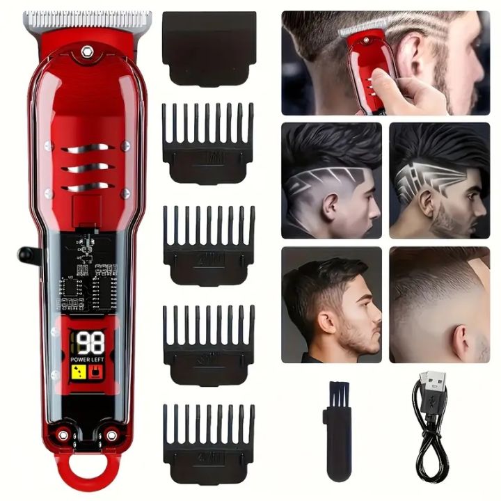 Professional Transparent Cordless Hair Cut Machine - Rechargeable USB ...
