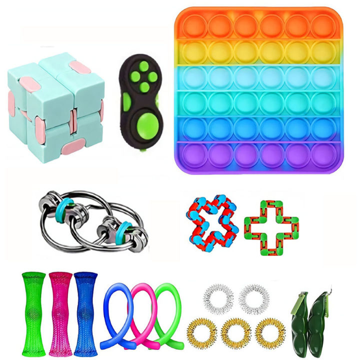 19/28 pcs Fidget Bubble Toys Sensory Set DIY Decompression Artifact for ...