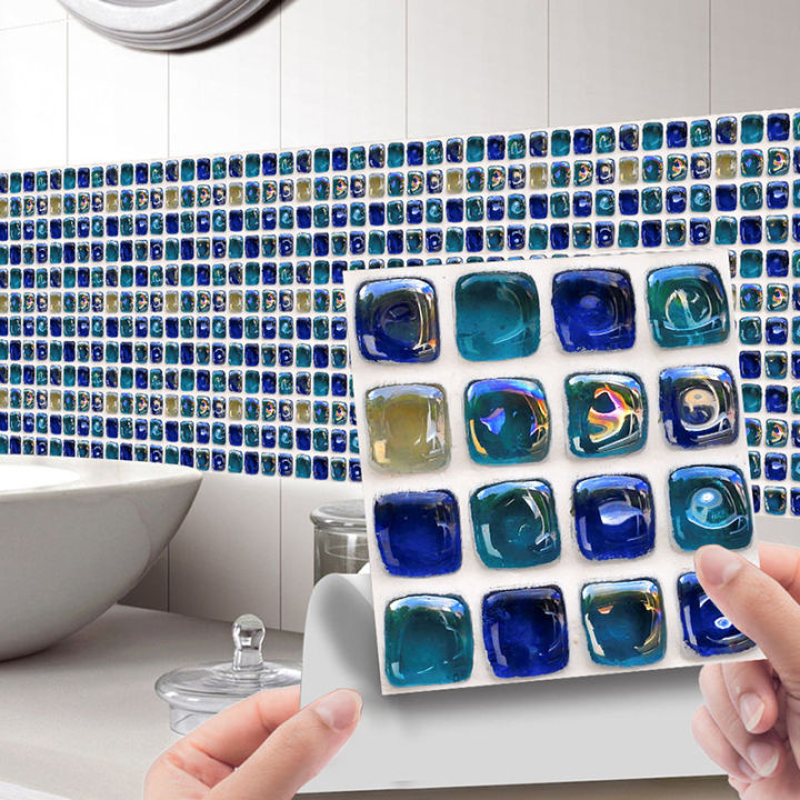 10X10cm 3D Mosaic Tiles Wall Sticker Self-adhesive PVC Waterproof ...