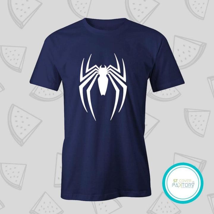 Spiderman Blue Tshirt Unisex Tees Designer Tees Crew Neck Silver White 