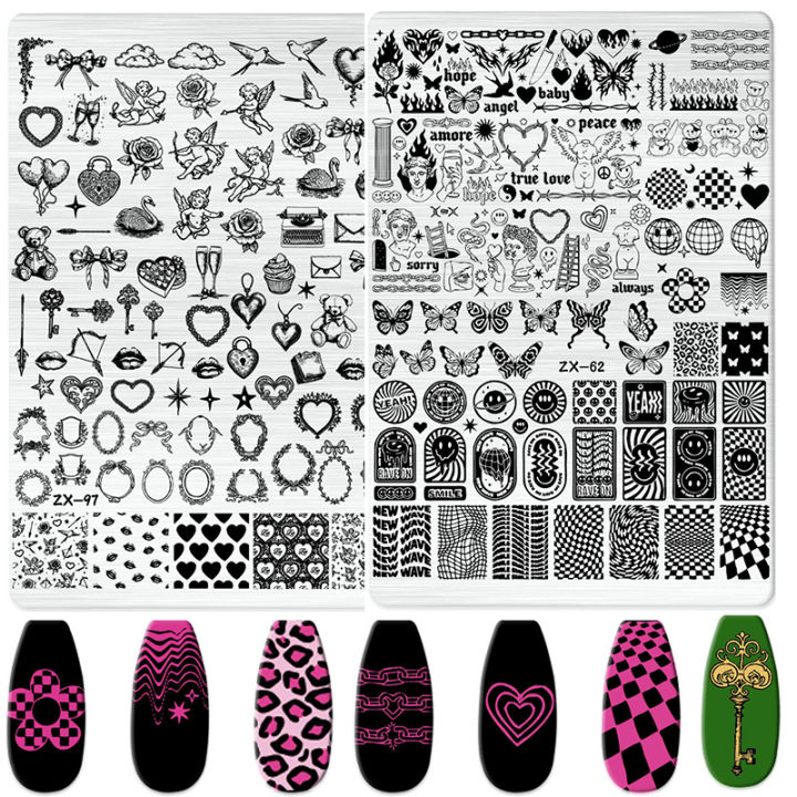 Cartoon Animals Nail Art Stamping Plates Snake Cats Cute Character ...