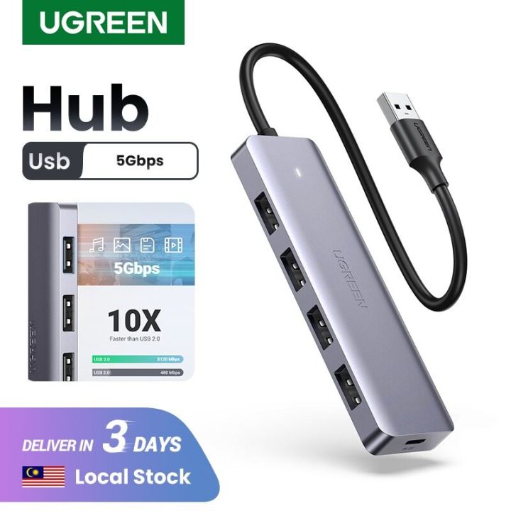 UGREEN 4-Port USB HUB 3.0 port adapter High-Speed USB 5V Splitter Portable Extension Data Hub ...