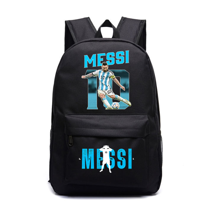 messi printed backpack student school bag youth outdoor travel bag ...