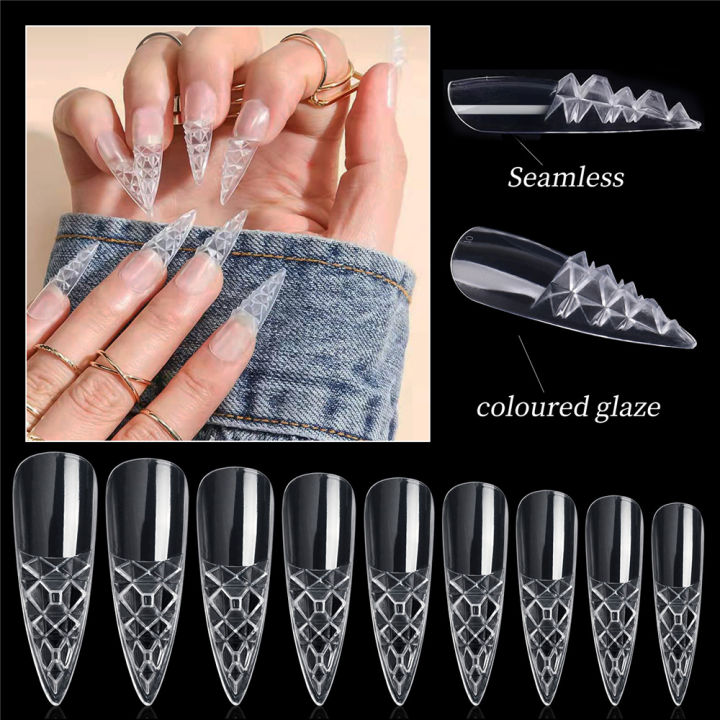 False Nails Box With Transparent Trapezoidal Long Pointed Concave ...
