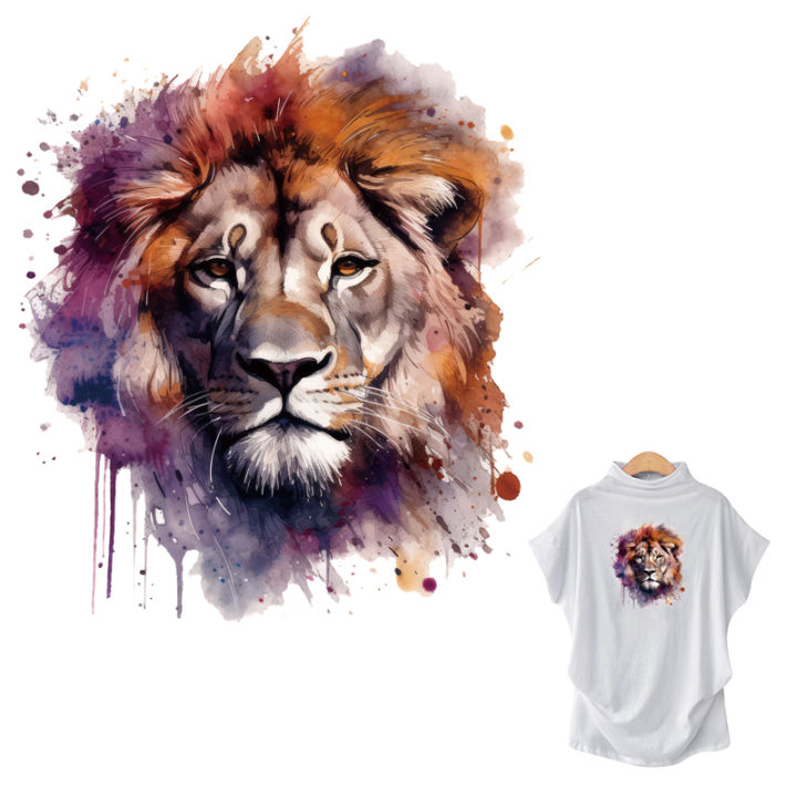 Wild Lions Heat Transfer Vinyl Sticker On Patch DIY Thermal Transfer ...