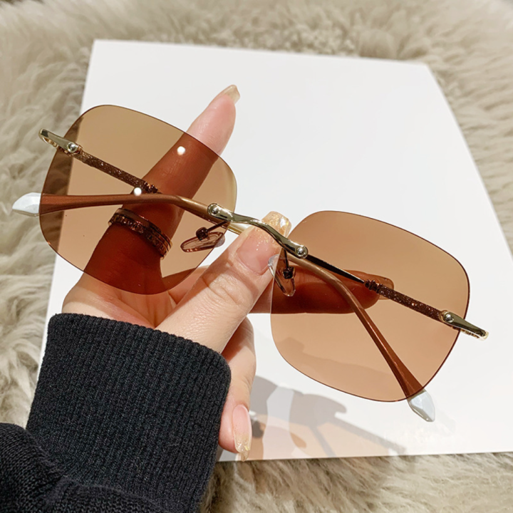 Color Changing Sunglasses Trench Coat Rimless Luxury Eyeglasses Anti-Uv ...