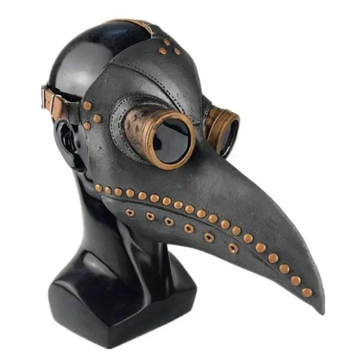 Black Rubber Pest Doctor Mask Halloween Long Nose Bird Creek Steampunk ...