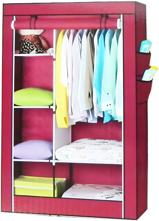 2 Door Storage Wardrobe Foldable and Movable Cloth/Fabric Wardrobe with ...