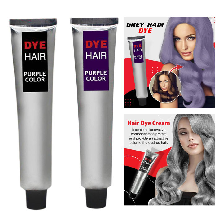 Unisex Gray Hair Dye Cream , DIY Fashion Permanent Light Gray Silver ...