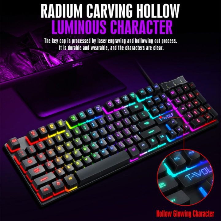 TF 200 Mechanical Keyboard Rainbow Backlit Gaming 2022 and Mouse Set ...