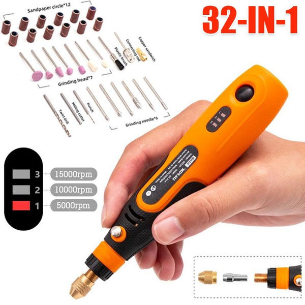 32-IN-1 USB Grinder Engraver Pen 3 Speed Cordless Electric Grinder Set ...