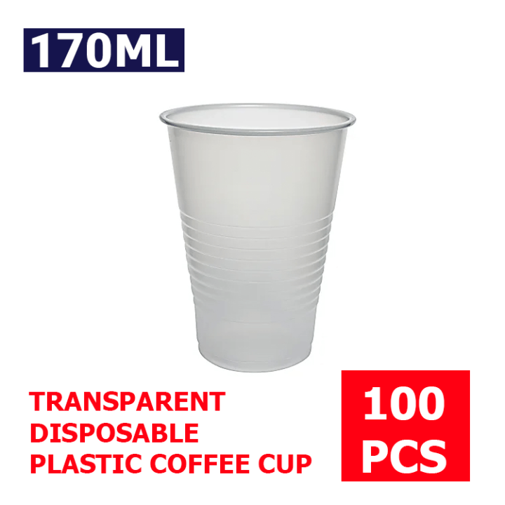 100Pcs of 170ML Disposable Coffee Tea Plastic Clear Cups | Daraz.lk