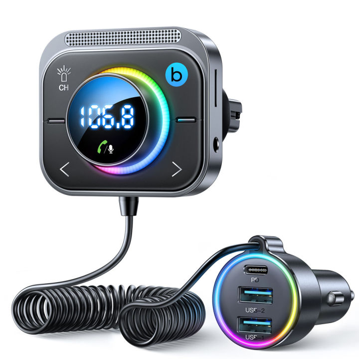 Bluetooth 5.3 Fm Transmitt Bluetooth Car Adapter Car Charger Pdqc 3.0 ...