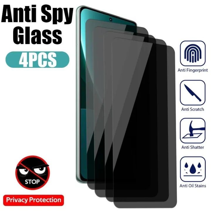 4PCS Privacy Screen Protector For Xiaomi Poco X5 X4 X3 M4 M3 Pro 5G F4 F3 GT M5S Anti-Spy Glass ...