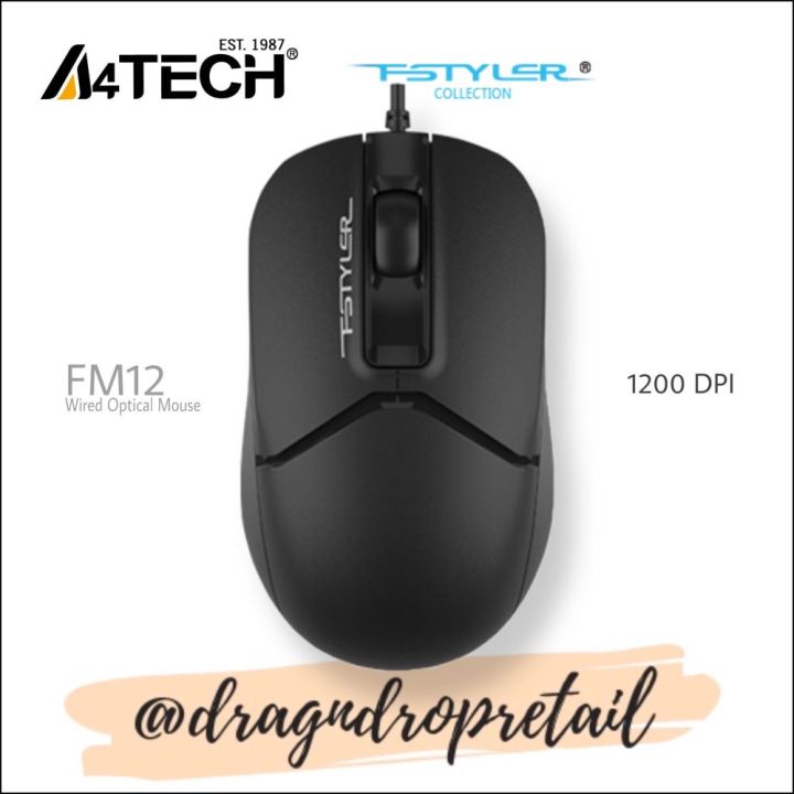 A4TECH FSTYLER FM12 1200 DPI Wired Optical Mouse - Black | Daraz.lk