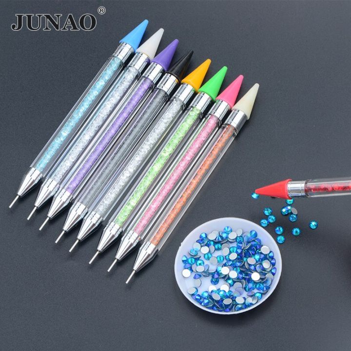 JUNAO 9 Colors Wax Pencil Rhinestone Dap Pen Picking Up Strass Diamonds ...