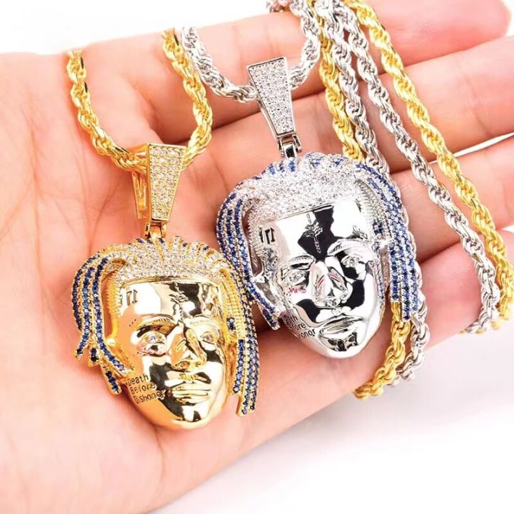 Hip Hop Rap Rapper Xxx Tentacion Pendant Necklace Iced Out Crystal ...