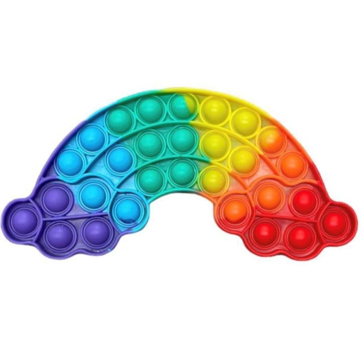 Popit Rainbow Color Rainbow Shape Fidgets Toy Push Bubble Popping Game ...
