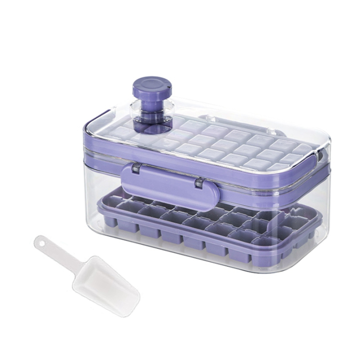Ice Tray Pressed Ice Storage Box Freezer Square Ice-Cube Mold + Lid ...