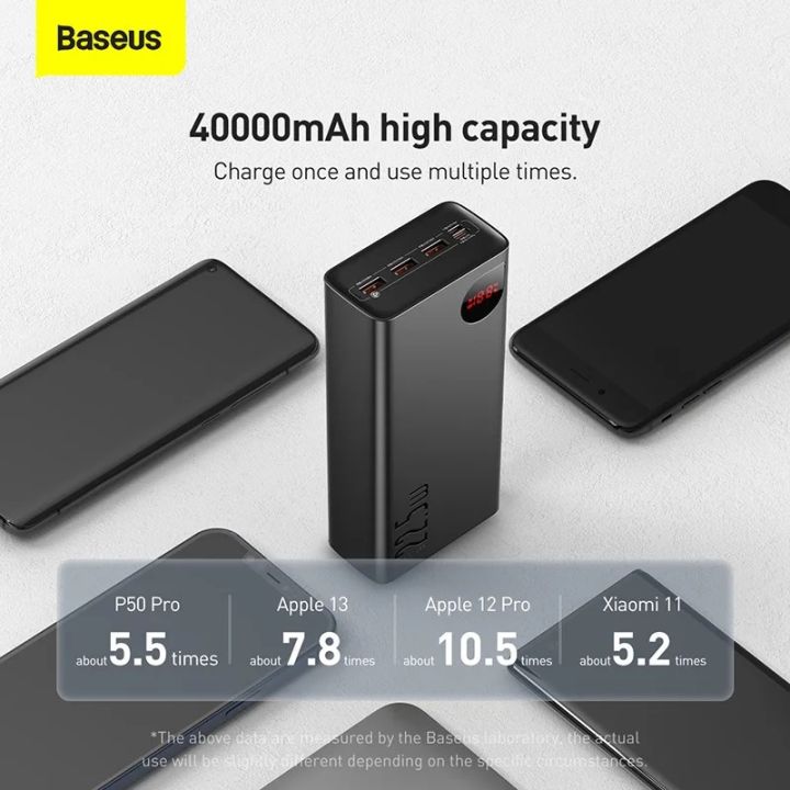 Baseus Adaman 40000mAh Power Bank External Battery Large Capacity PD 22.5W Fast Charge Camping ...