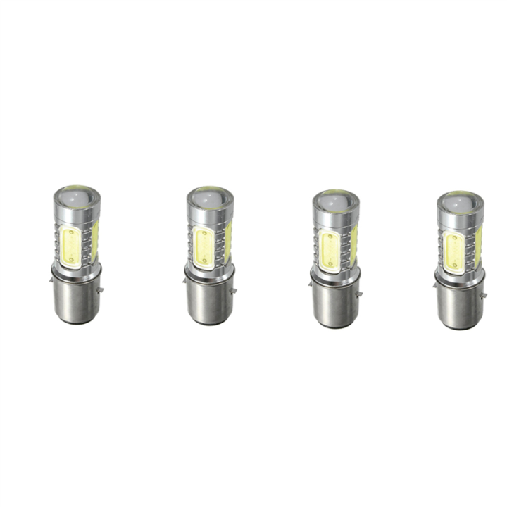 4X 12V BA20D H6 4 COB LED White Bulb Light for Motorcycle Bike Moped ...