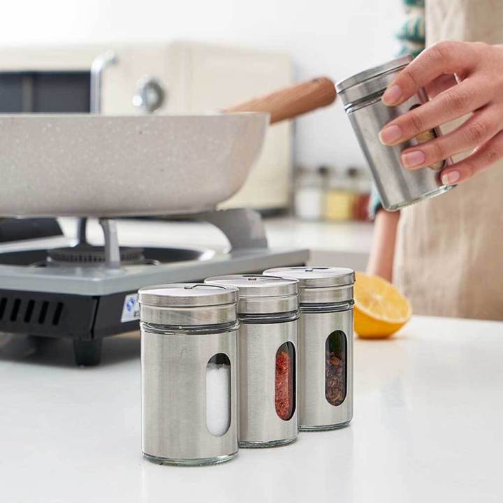 【HOT】 Stainless Steel Spice Shaker Seasoning Pot Barbecue Bottles Jars ...