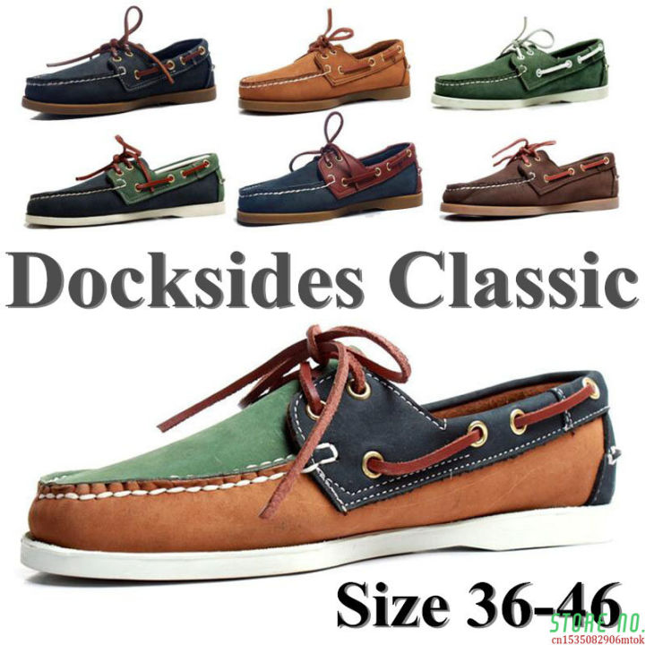 Men Genuine Leather Docksides Classic Homme Femme Boat Shoes,Plus Size ...