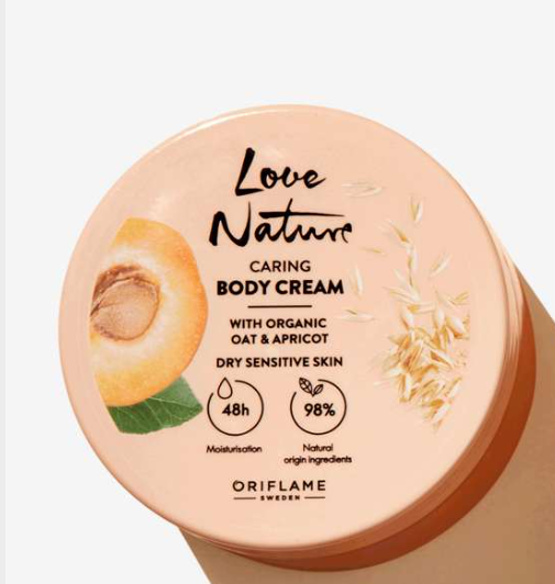 Oriflame LOVE NATURE Caring Body Cream with Organic Oat & Apricot ...