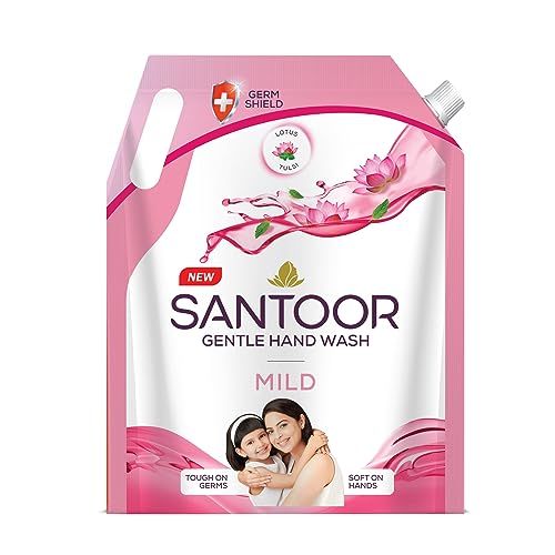 Santoor Mild Gentle Hand Wash with Goodness of Lotus & Tulsi| Rich ...