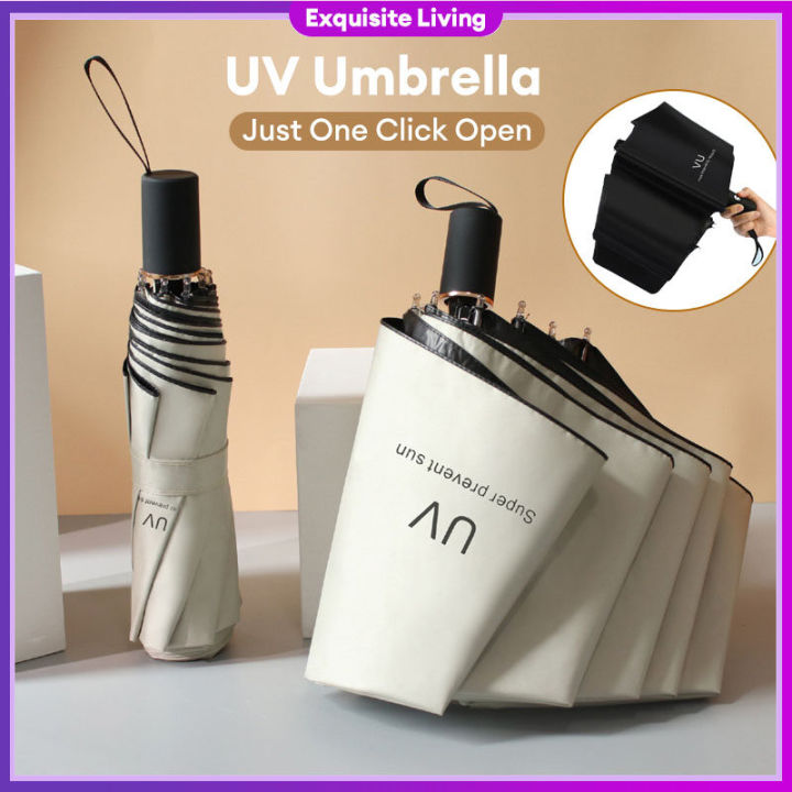 【READY STOCK】8 Ribs Automatic UV Umbrella Sunscreen Folding Umbrella ...